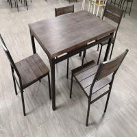 China Home Wooden Black Dining Table Set 4 Seater Chairs With Metal Frame for sale