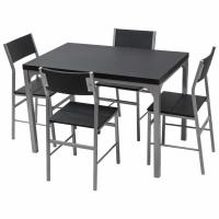 China Home Wooden Black Dining Table Set 4 Seater Chairs With Metal Frame for sale