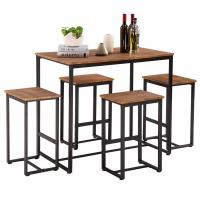 China Customized 5pc Pine Dinning Table And Chair Set Glossy Finish for sale