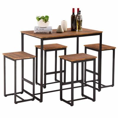 China Customized 5pc Pine Dinning Table And Chair Set Glossy Finish for sale