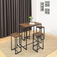 China Customized 5pc Pine Dinning Table And Chair Set Glossy Finish for sale
