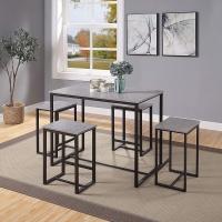 China Customized 5pc Pine Dinning Table And Chair Set Glossy Finish for sale