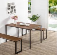 China 3pcs Kitchen Nook MDF wood Dinning Table And Chair Set With Two Benches for sale
