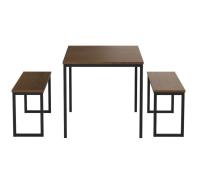 China 3pcs Kitchen Nook MDF wood Dinning Table And Chair Set With Two Benches for sale
