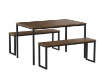 China 3pcs Kitchen Nook MDF wood Dinning Table And Chair Set With Two Benches for sale