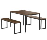 China 3pcs Kitchen Nook MDF wood Dinning Table And Chair Set With Two Benches for sale