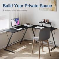 China Reversible Corner L Shaped Computer Desk Brown For Home Office for sale