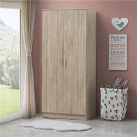 China Custom 2 Door Natural Wood Armoire Wardrobe For Clothes Big Storage Space for sale