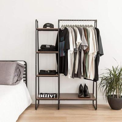 China Bedroom Modern Wardrobe Cabinet Wooden Cloth Stand rack 4 Tier for sale