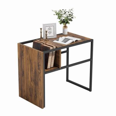China C Shaped Reversible Metal Frame Fir Timber Bedside Table Nightstand With Shelf for sale