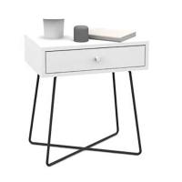 China Metal Cross Geometric Timber Bedside Table Nightstands Modern Side Tables For Bedroom for sale