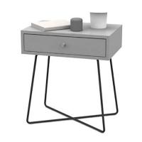 China Metal Cross Geometric Timber Bedside Table Nightstands Modern Side Tables For Bedroom for sale