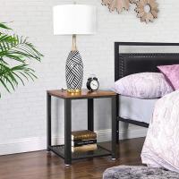 China Oem Small Brown Industrial Style Nightstand Wood And Metal for sale