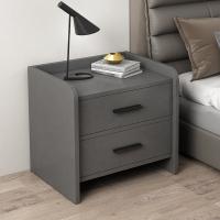 China Eco Friendly Timber Bedside Table Gray White 2 Drawer Nightstand for sale