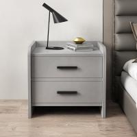 China Eco Friendly Timber Bedside Table Gray White 2 Drawer Nightstand for sale