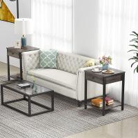 China Customized Metal Frame Farmhouse Style Nightstands Gray Wood for sale