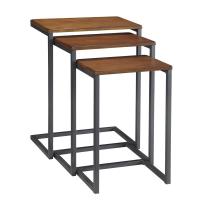 China Industrial Wood Metal Nesting Bedside Tables C Shaped for sale