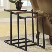 China Industrial Wood Metal Nesting Bedside Tables C Shaped for sale