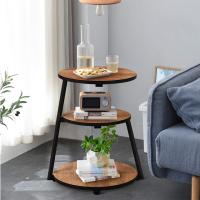 China Wooden 3 Tier Brown C Shaped Nesting Tables Bedroom End for sale