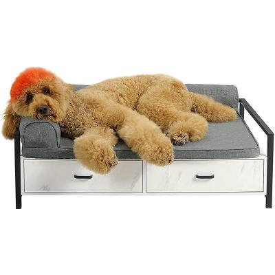 China Eco Friendly Wooden Dog Sofa Raised Dog Bed Wood Sleeping for sale