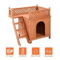 China Puppy Dog Wooden Pet House Shelter With Stairs Balcony Indoor Outdoor for sale