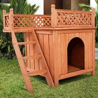 China Puppy Dog Wooden Pet House Shelter With Stairs Balcony Indoor Outdoor for sale