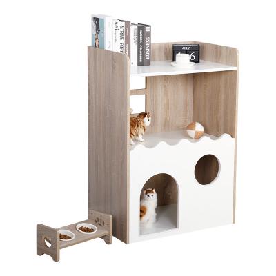China ODM Sustainable Indoor Wooden Pet House Cat Den With Storage for sale