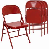 China Commercial Stackable Metal Fold Up Chairs For Picnic red black white for sale