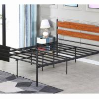 China BSCI Simple Black Wooden Metal Furniture Solid Wrought Iron Beds King Size For Apartment for sale