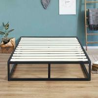 China Customized King Metal Bed Frame Wrought Iron Bed Frame With Wooden Slats for sale