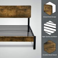 China Platform Twin Metal Bed Frame With Wood Headboard And iron Slats for sale