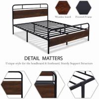 China Industrial Farmhouse Cast Iron Bed Frame Platform Mdf Wood For Bedroom for sale