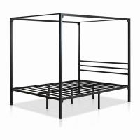 China Contemporary Wooden Metal Furniture Metal Canopy Bed Frame With Steel Slat for sale