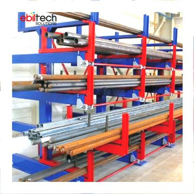 China Industrial Square Tube Manual Telescopic Cantilever Rack System for Long Materials Storage up to Custom Capacity for sale