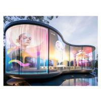 China High Transparency 16mm Transparent LED Display for Glass Building Decoration 140° Wide Viewing Angle Bendable Cuttable Quick Installation for sale