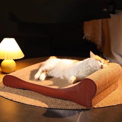China Cat Scratcher with Catnip Premium Corrugated Indoor Cat Furniture Durable Scratch Pad for Kittens Cats Play for sale