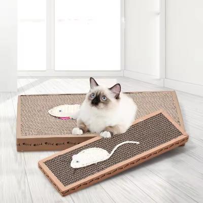 China Eco Friendly Corrugated Cardboard Cat Scratcher with Fish Mouse Shape Decoration for Indoor Cats Play for sale