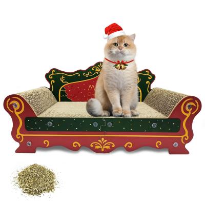 China Cat Scratcher Bed, Cardboard Cat Bed with Catnip Christmas Couch Cat Scratching Board Cardboard Cat Couch, Large Thick for sale