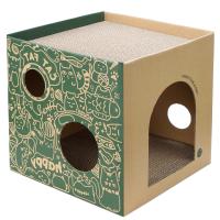 China Customized Christmas Cat Playhouse with Scratcher Eco-Friendly Corrugated Paper Indoor Cat House for Pets & Dogs for sale