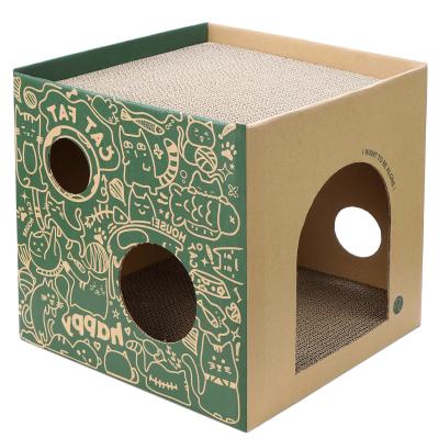 China Customized Christmas Cat Playhouse with Scratcher Eco-Friendly Corrugated Paper Indoor Cat House for Pets & Dogs for sale