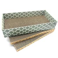 China Cat Scratcher Cardboard Scratching Pads Scratch Lounge Bed with Catnip 3PCS Reversible Corrugated Cardboard with Scratch Box for sale