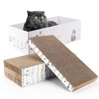 China 4 Pack Cat Scratch Pad with Box, Cardboard Cat Scratcher for Indoor Cats for sale