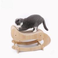 China Cat Scratcher House Rocking Bed Sofa Cat Scratching Board Interactive Toy Natural Color Wood and Sisal Sofa Corrugated Cardboard for sale