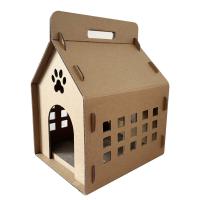 China Small House Shape Corrugated Cardboard Cat Scratcher Board Toy Corrugated House Cat Scratching Board OEM Wholesale for sale