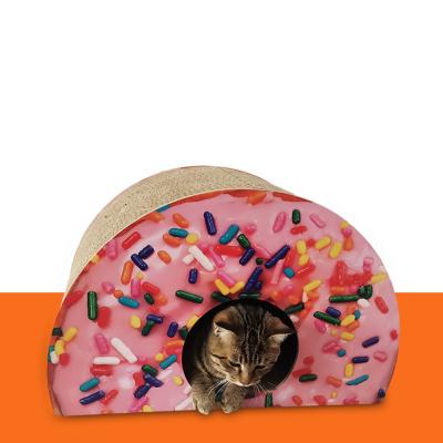 China Durable Cat Scratcher Doughnut Cat Scratch Board Nest Hot Sales Semicircle Shape Cardboard Cat Scratch for sale