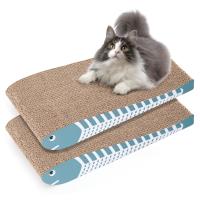 China Cat Scratching Board 2 Pack, Curved Scratcher Cardboard, Double-Sided Pad for Long Lasting Use, Cute Scratching Mat for Kitty (Blue) for sale
