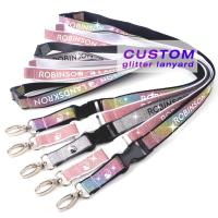 China Waterproof Bulk Gold Silver Glitter Lanyard String ID Badge Credential Holder for sale