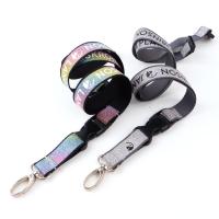 China Waterproof Bulk Gold Silver Glitter Lanyard String ID Badge Credential Holder for sale