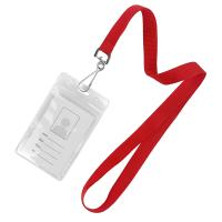 China Thermal Transfer Printing Nylon Cord Lanyard PVC Plastic ID Card Holder Keychain for sale