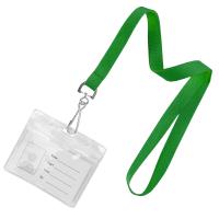 China Thermal Transfer Printing Nylon Cord Lanyard PVC Plastic ID Card Holder Keychain for sale